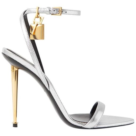 Tom Ford | Shoes | Tom Ford Silver Padlock Metallic Leather Sandals ...